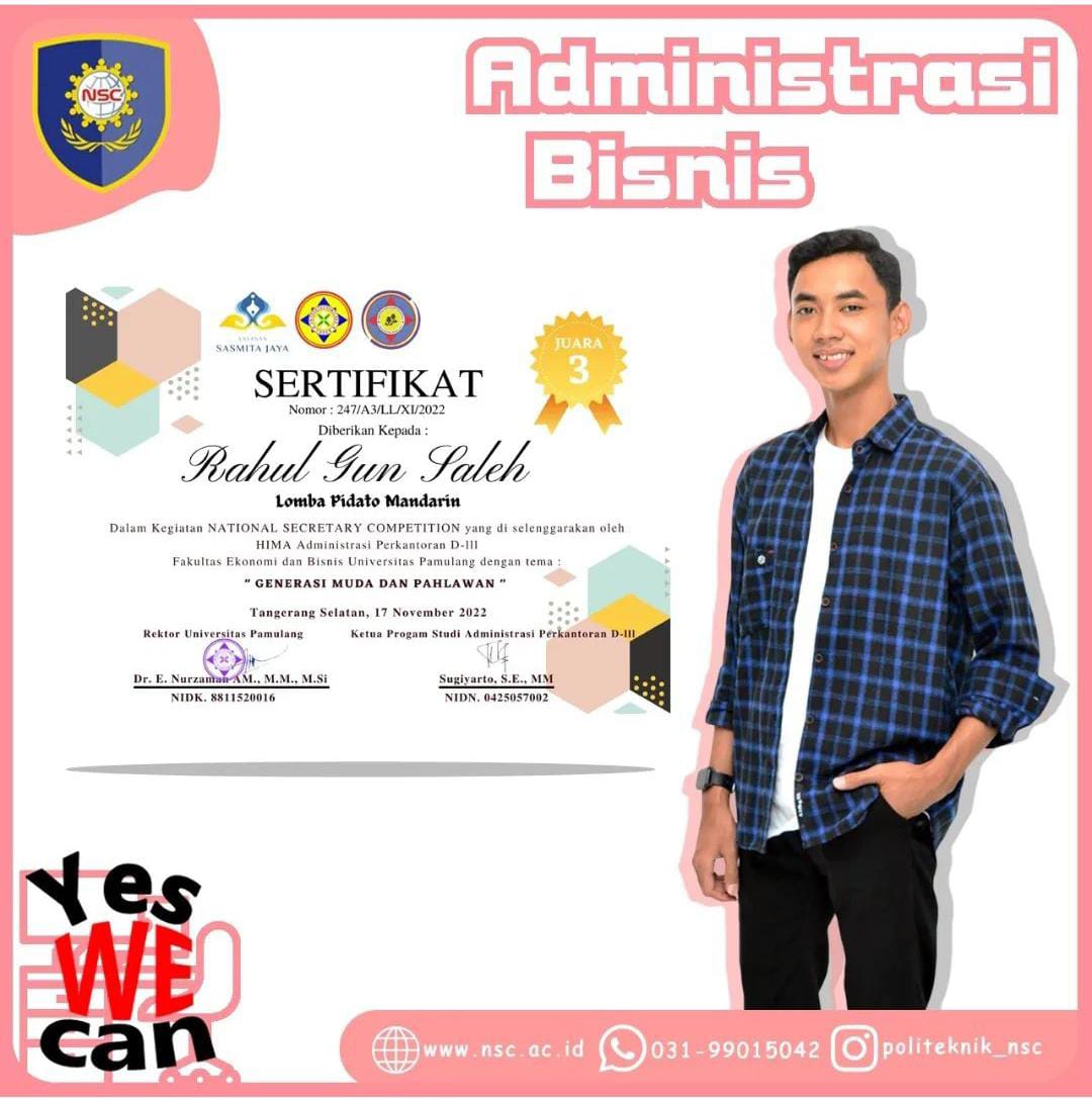 Mahasiswa/i Administrasi Bisnis Politeknik NSC Surabaya memperoleh ...
