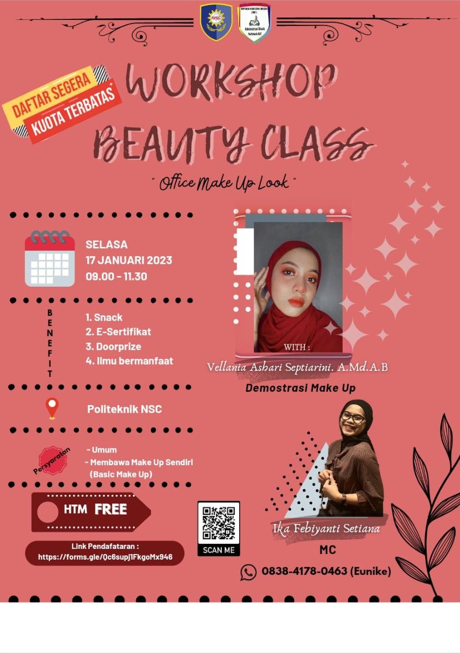 WORKSHOP BEAUTY CLASS “OFFICE MAKE UP LOOK” - Program Studi Diploma 3 Administrasi Bisnis NSC